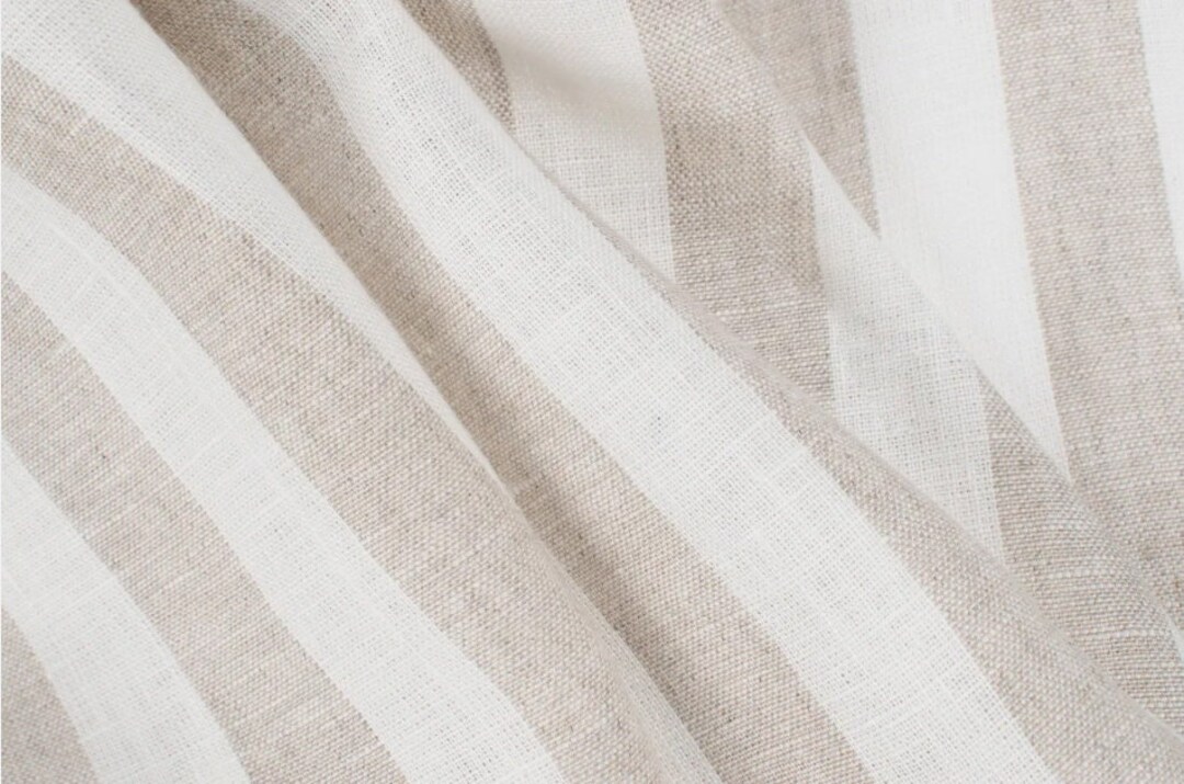 Striped Linen Fabric - 100% Softened Linen Material for Tablecloth ...