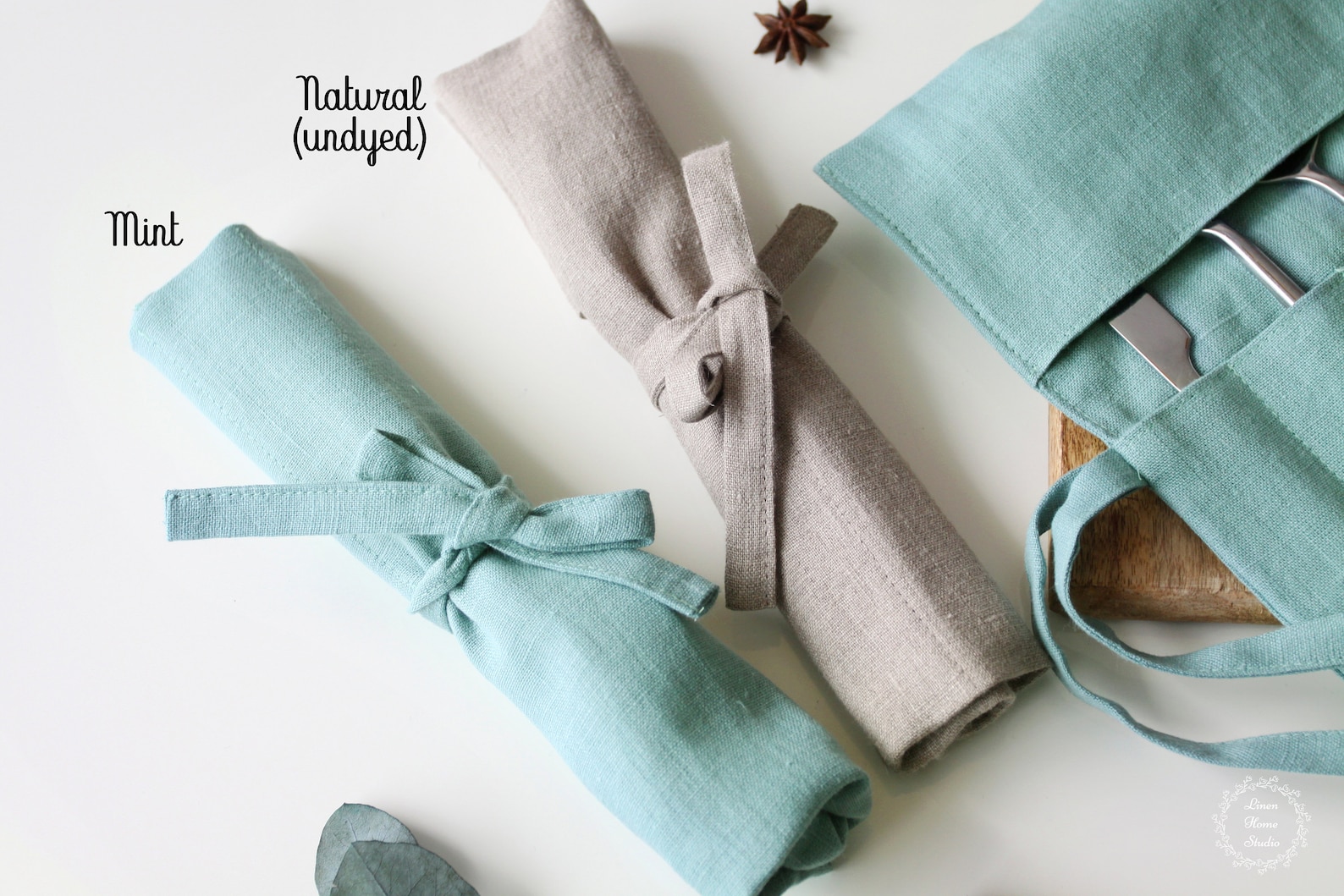 Cutlery Roll - Linen Utensil Case for Travel Picnic or Outdoor Lunch ...