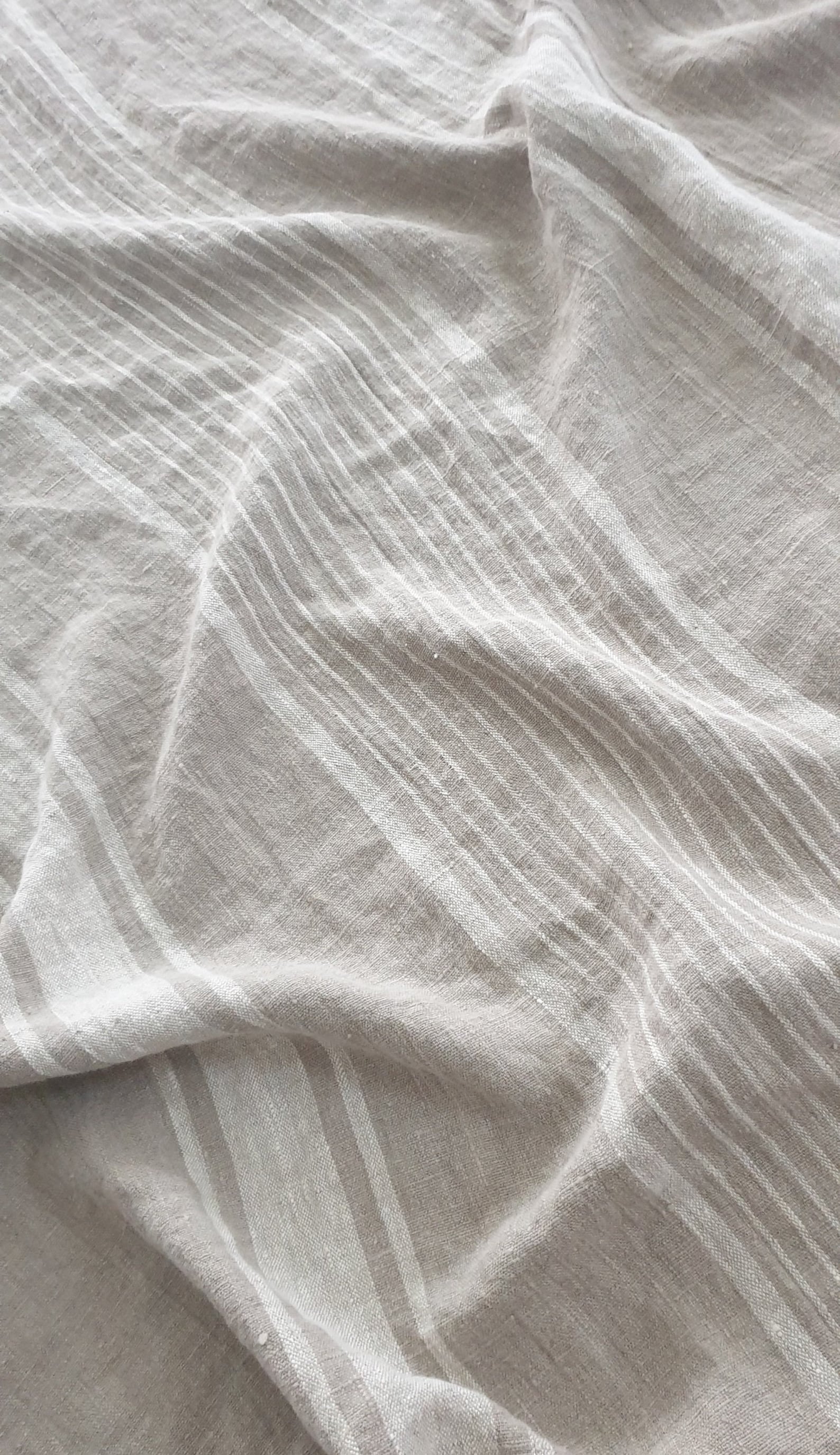 Heavy Weight Linen Fabric by the Yard 265g/m2 - Upholstery Striped ...