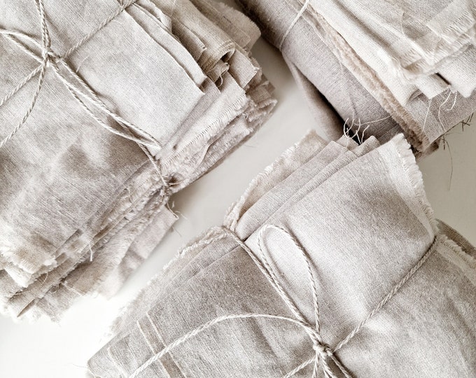 100% Linen Fabric Remnants - Natural Undyed Linen Scraps - Linen Bundle ...