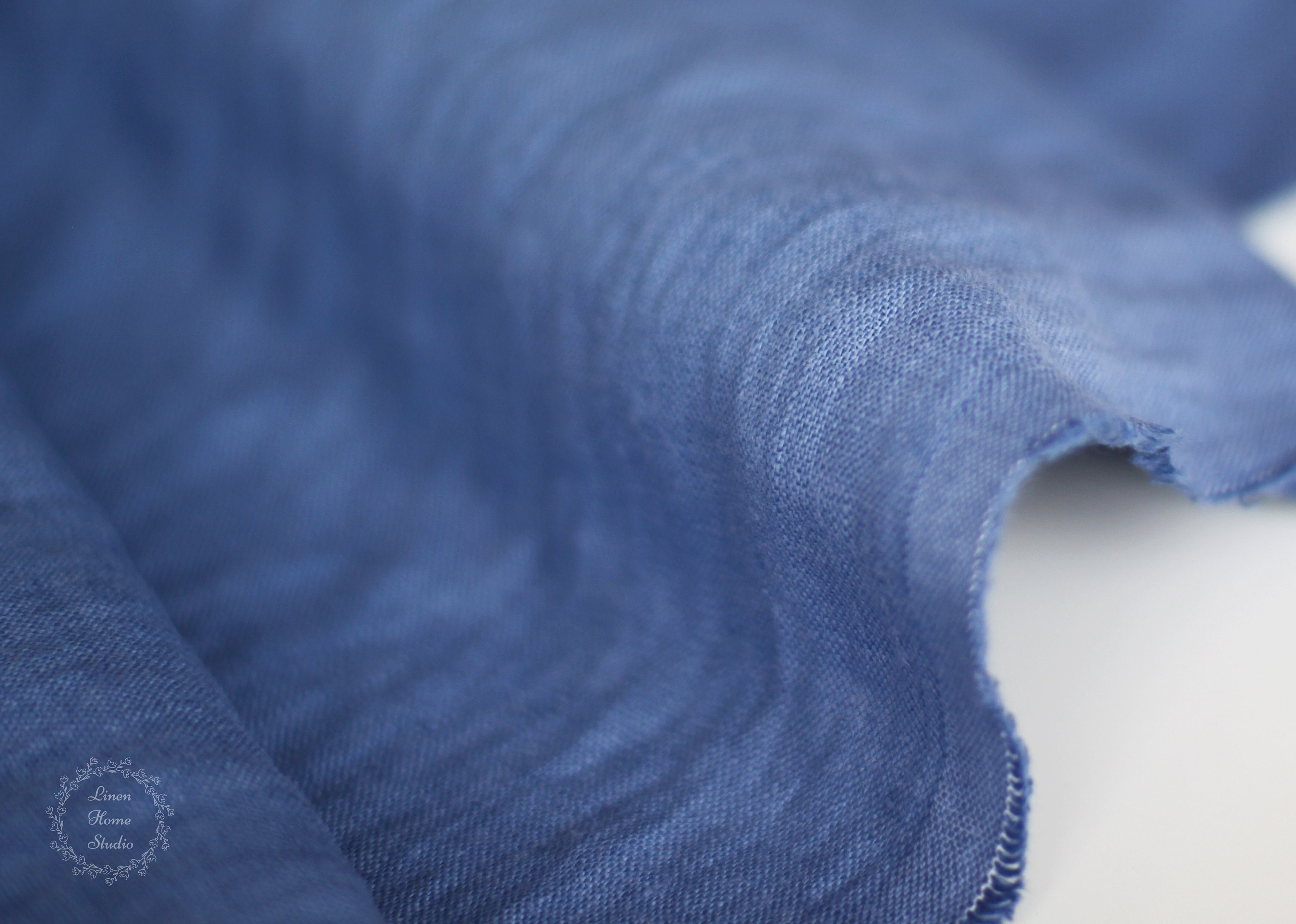 Steel Blue Linen Fabric by the Yard - Stonewashed 100% Linen Flax ...