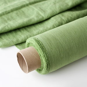 Apple Green Linen Fabric - Stonewashed 100% Linen Flax Material by the ...