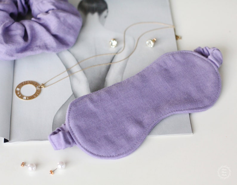 Natural Eye Mask - Linen Sleep Mask and Scrunchie Set - Natural Flax ...
