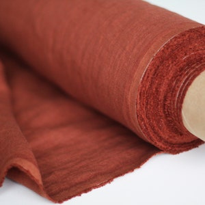 Red Clay Linen Fabric - Red Brick Stonewashed 100% Linen Flax Material ...