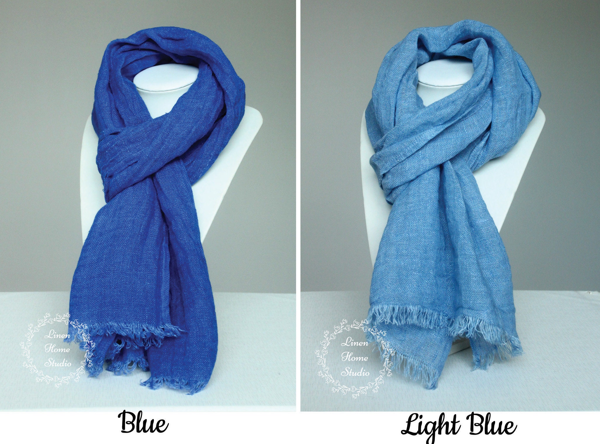 Linen Scarf Men Women Unisex Long Lightweight Stonewashed Soft Flax ...