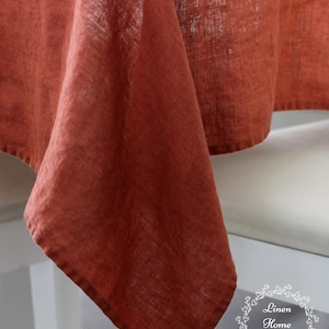 Burned Red Linen Tablecloth Stonewashed Natural Christmas Festive ...