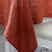 Burned Red Linen Tablecloth Stonewashed Natural Christmas - Etsy