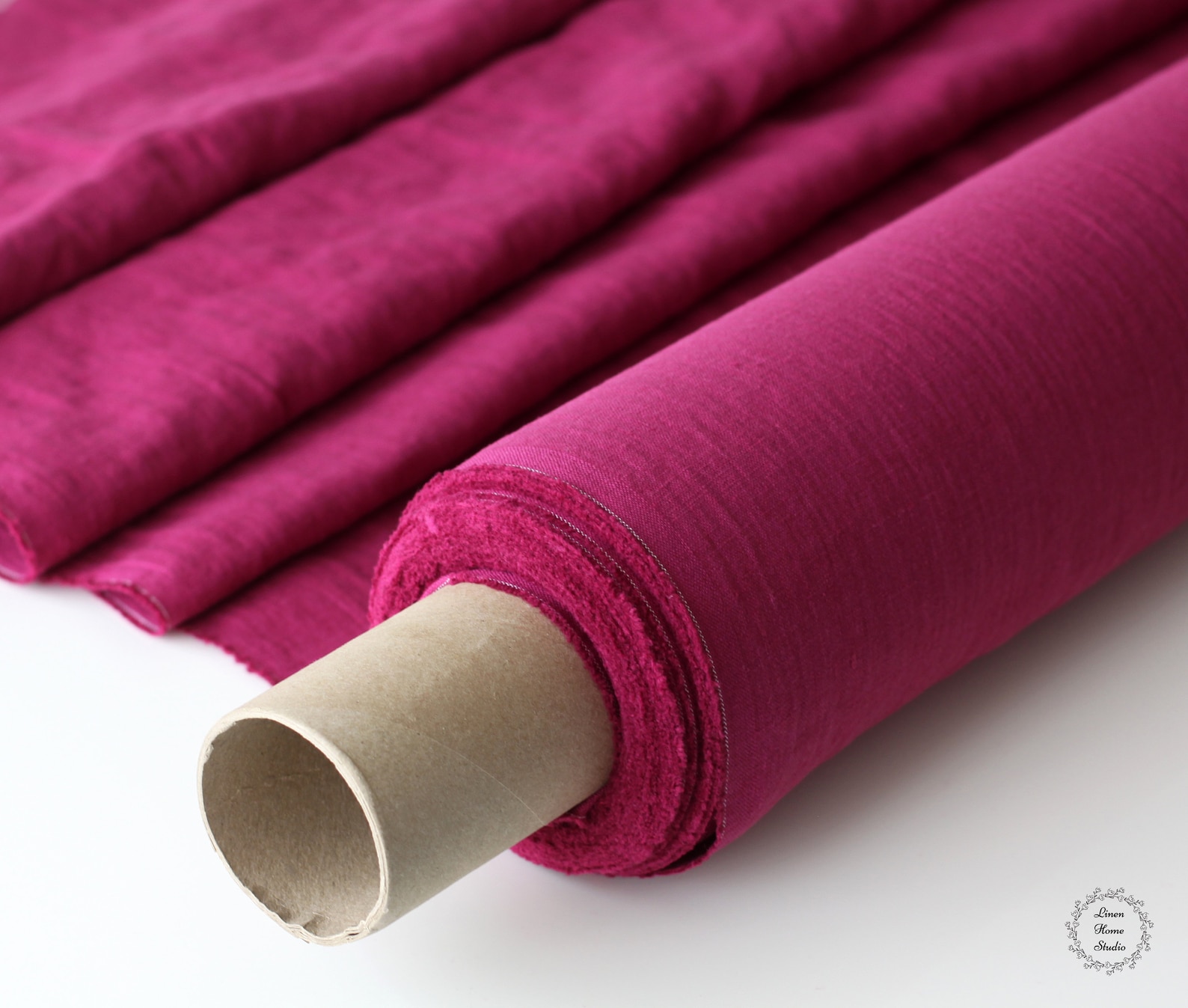 Fuchsia Pink Linen Fabric Magenta Pink Stonewashed 100% Linen Flax ...