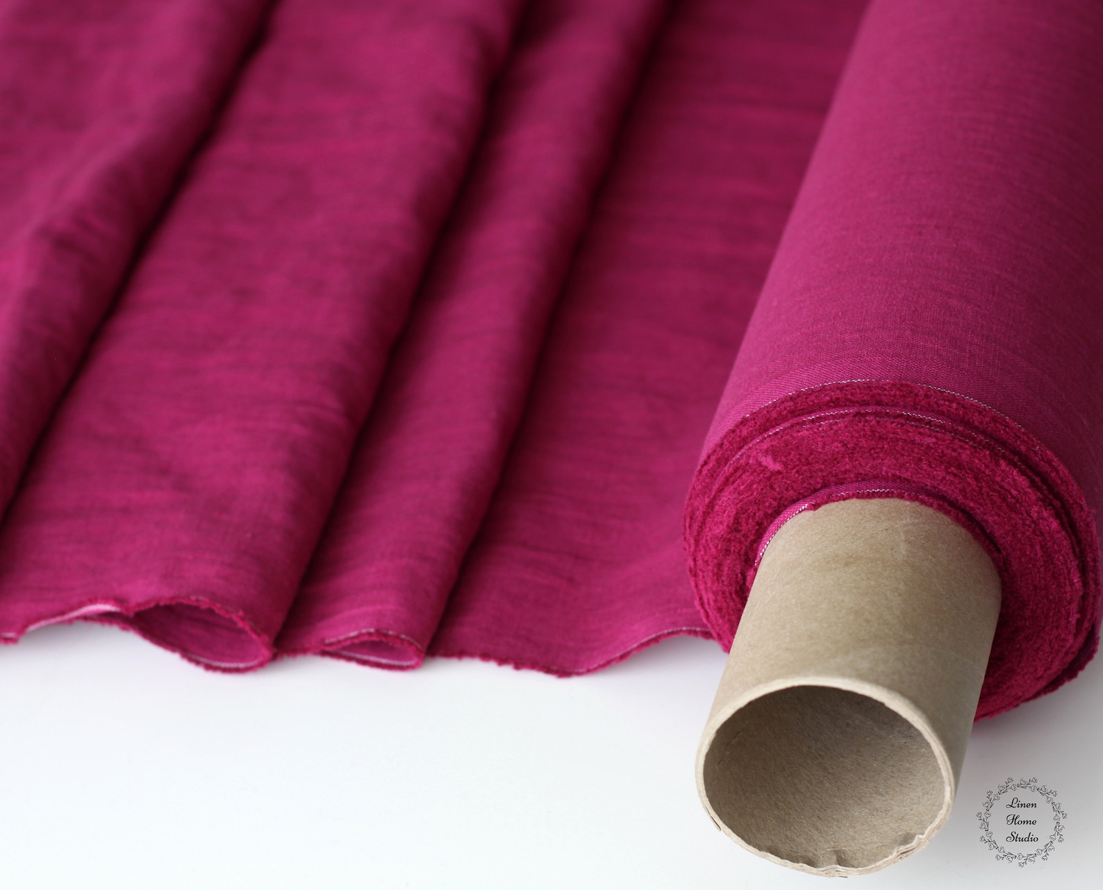 Fuchsia Pink Linen Fabric Magenta Pink Stonewashed 100% Linen Flax ...