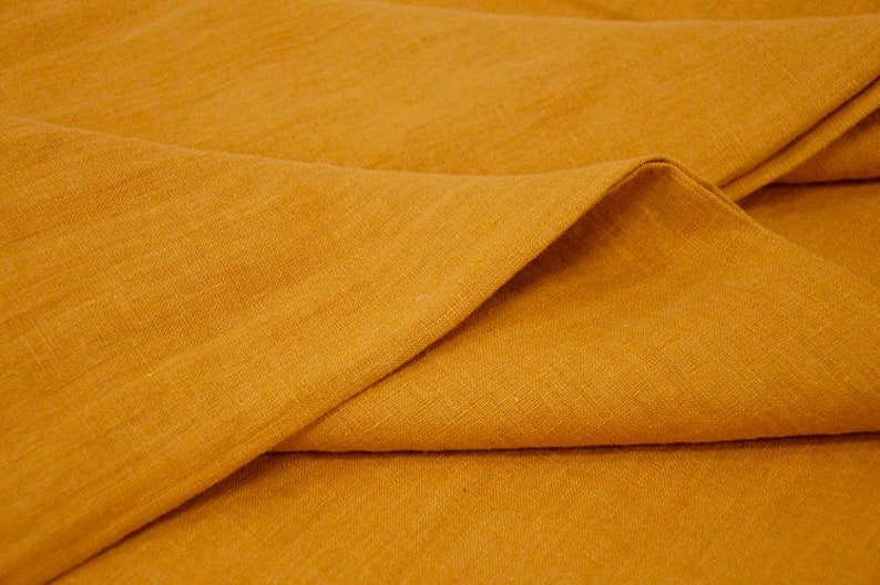 Mustard Linen Fabric by the Yard Stonewashed 100% Linen Flax - Etsy