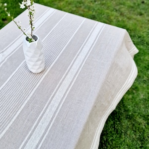 Heavy Linen Tablecloth for Easter Table French Style Striped - Etsy UK