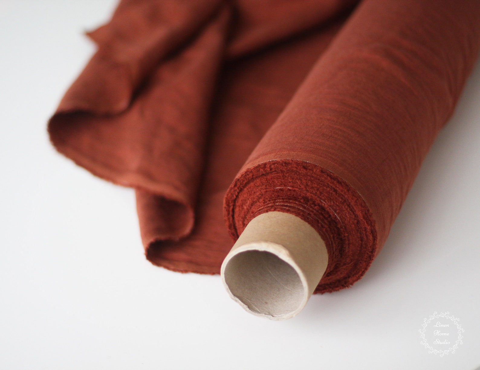 Red Clay Linen Fabric - Red Brick Stonewashed 100% Linen Flax Material ...