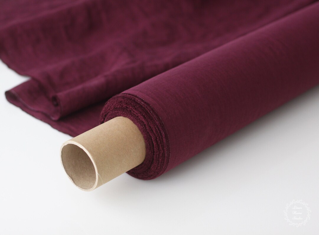 Plum Linen Fabric - Stonewashed 100% Purple Linen Flax Material by the ...