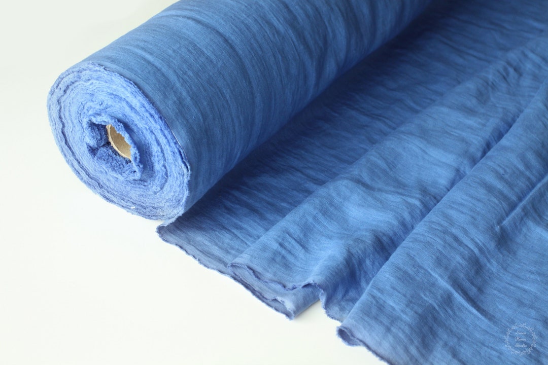 Linen Fabric by the Yard for Clothing Cornflower Blue - Stonewashed 100 ...
