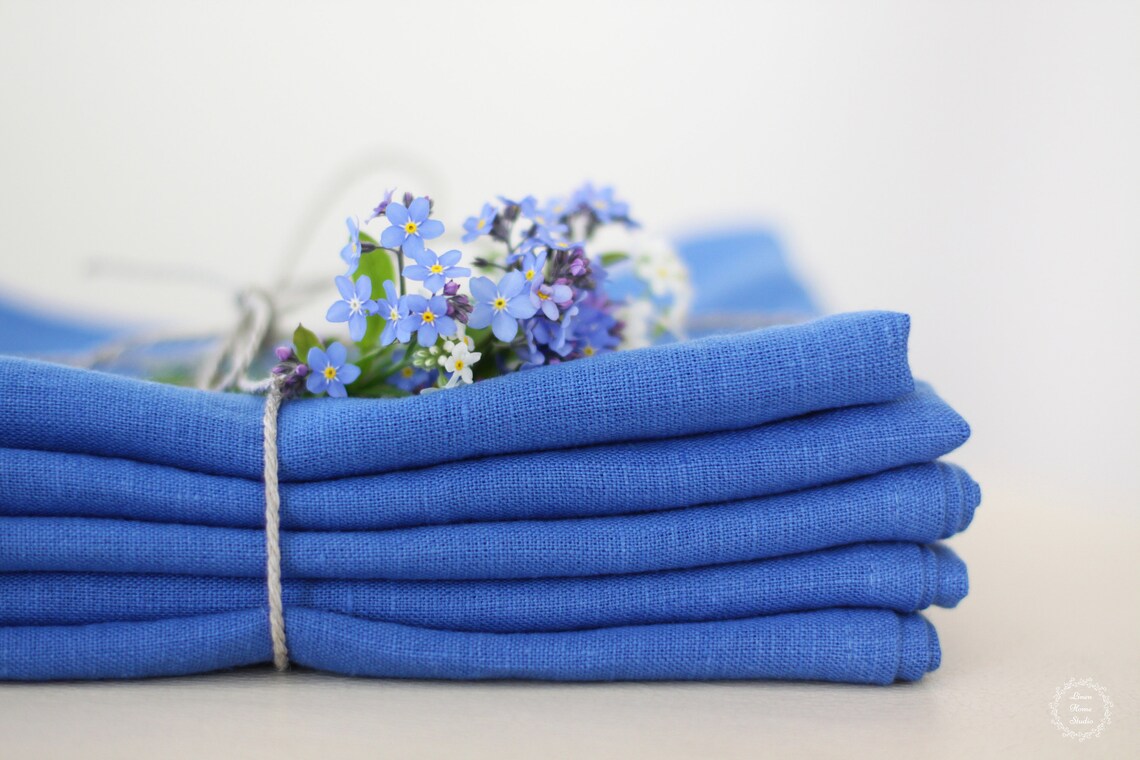 Linen Fabric by the Yard for Clothing Cornflower Blue - Stonewashed 100 ...