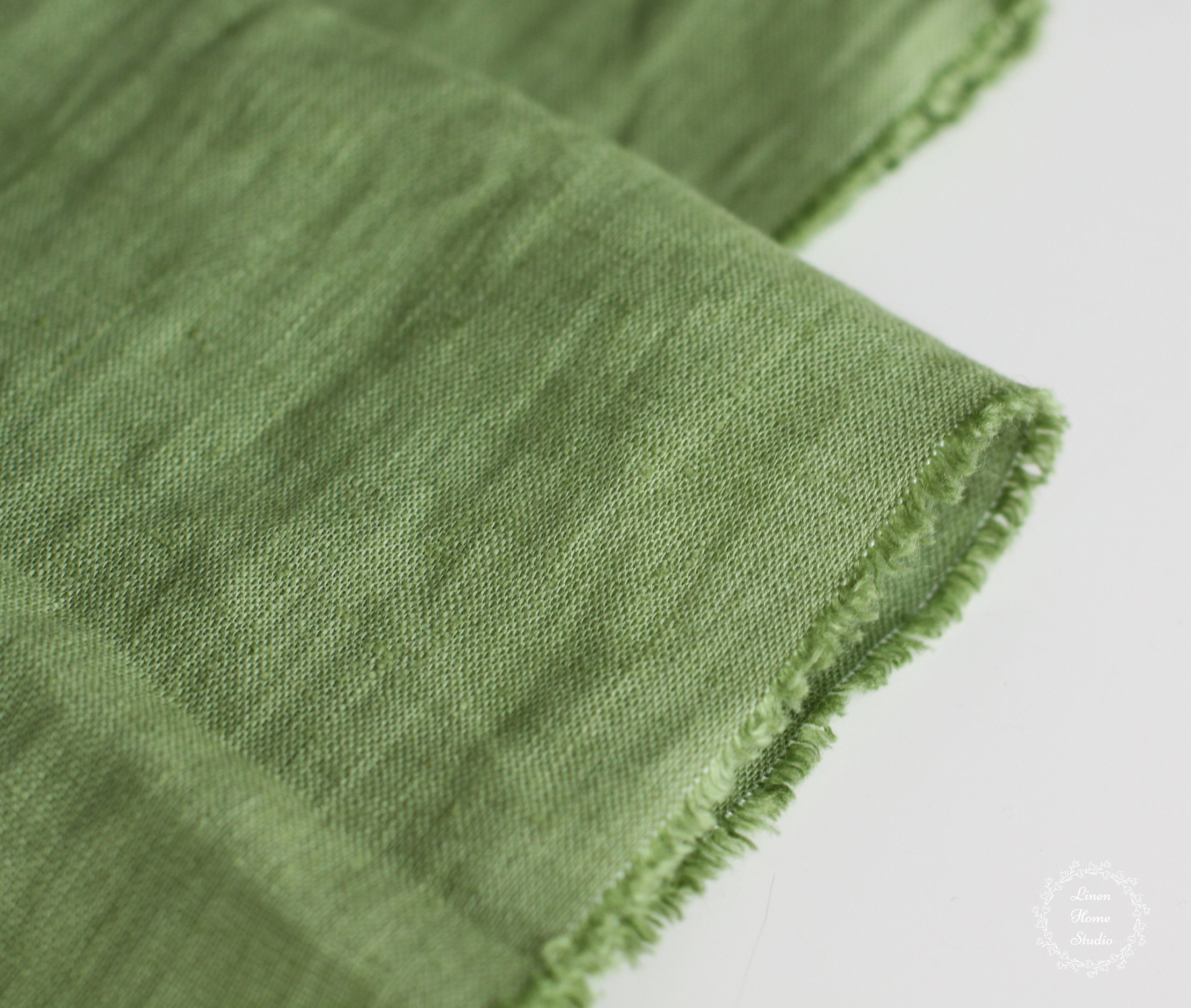 Apple Green Linen Fabric - Stonewashed 100% Linen Flax Material by the ...