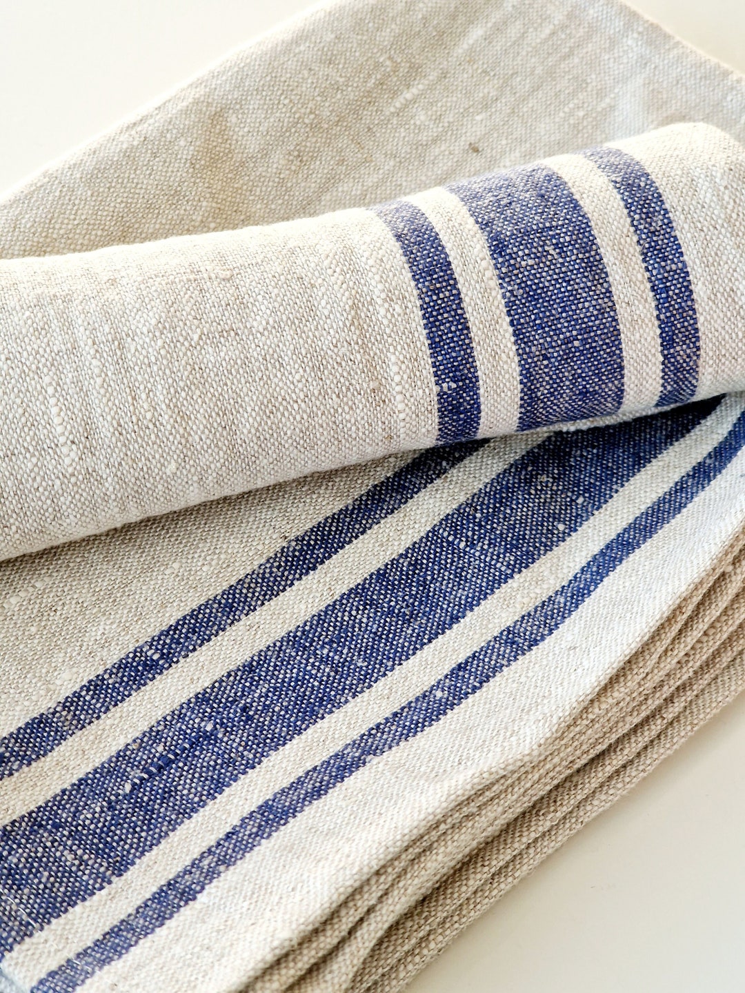Linen Hand Towel With Loop - French Style Linen Tea Towel - Softened ...