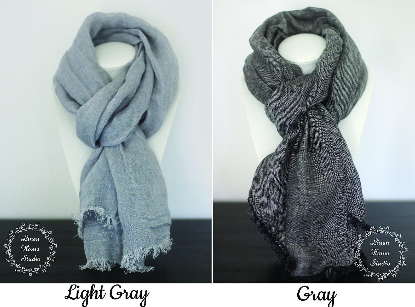 Linen Scarf Men Women Unisex Long Lightweight Stonewashed Soft Flax ...