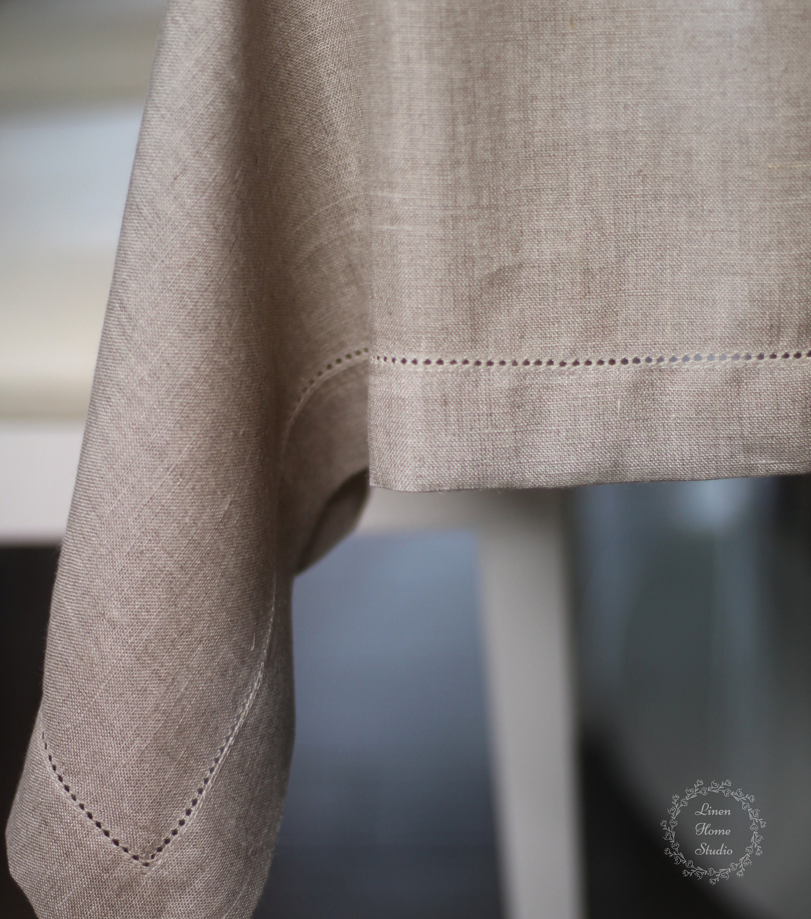 Rustic Linen Tablecloth Hemstitched Natural Undyed Table - Etsy
