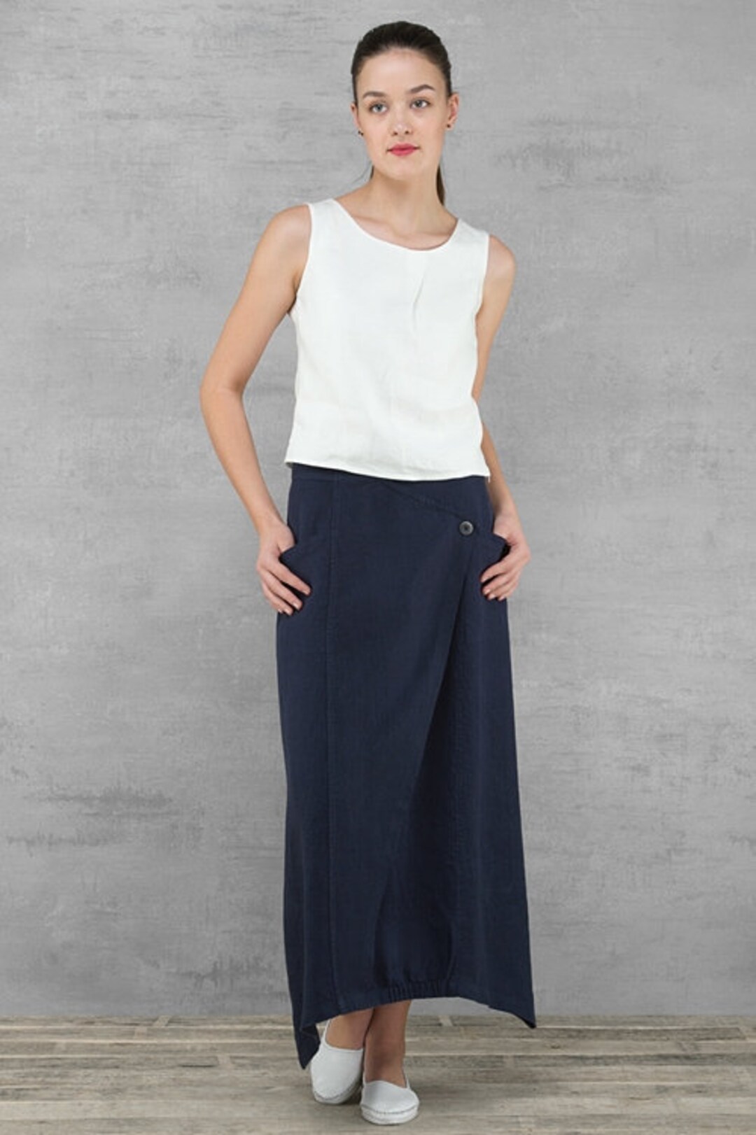 Long Linen Skirt Maxi Skirt With Pockets Linen Clothing Summer Skirt ...