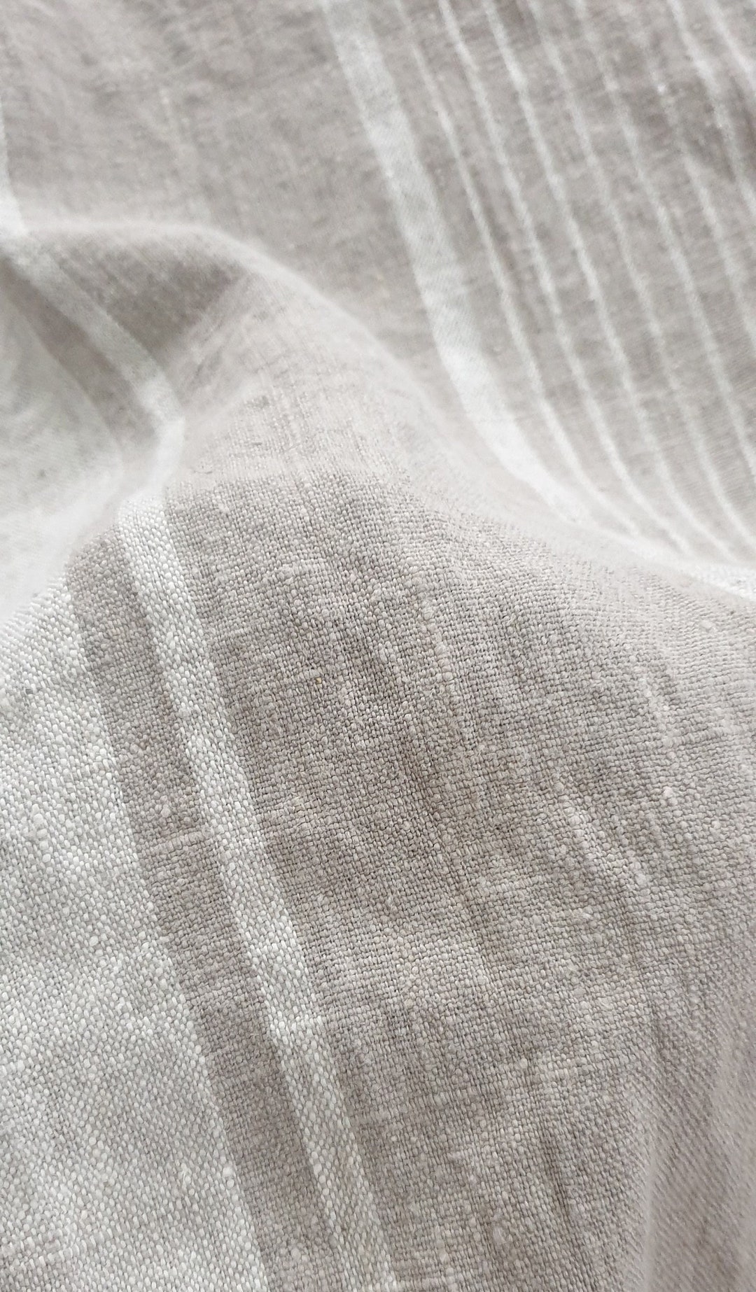 Heavy Weight Linen Fabric by the Yard 265g/m2 - Upholstery Striped ...