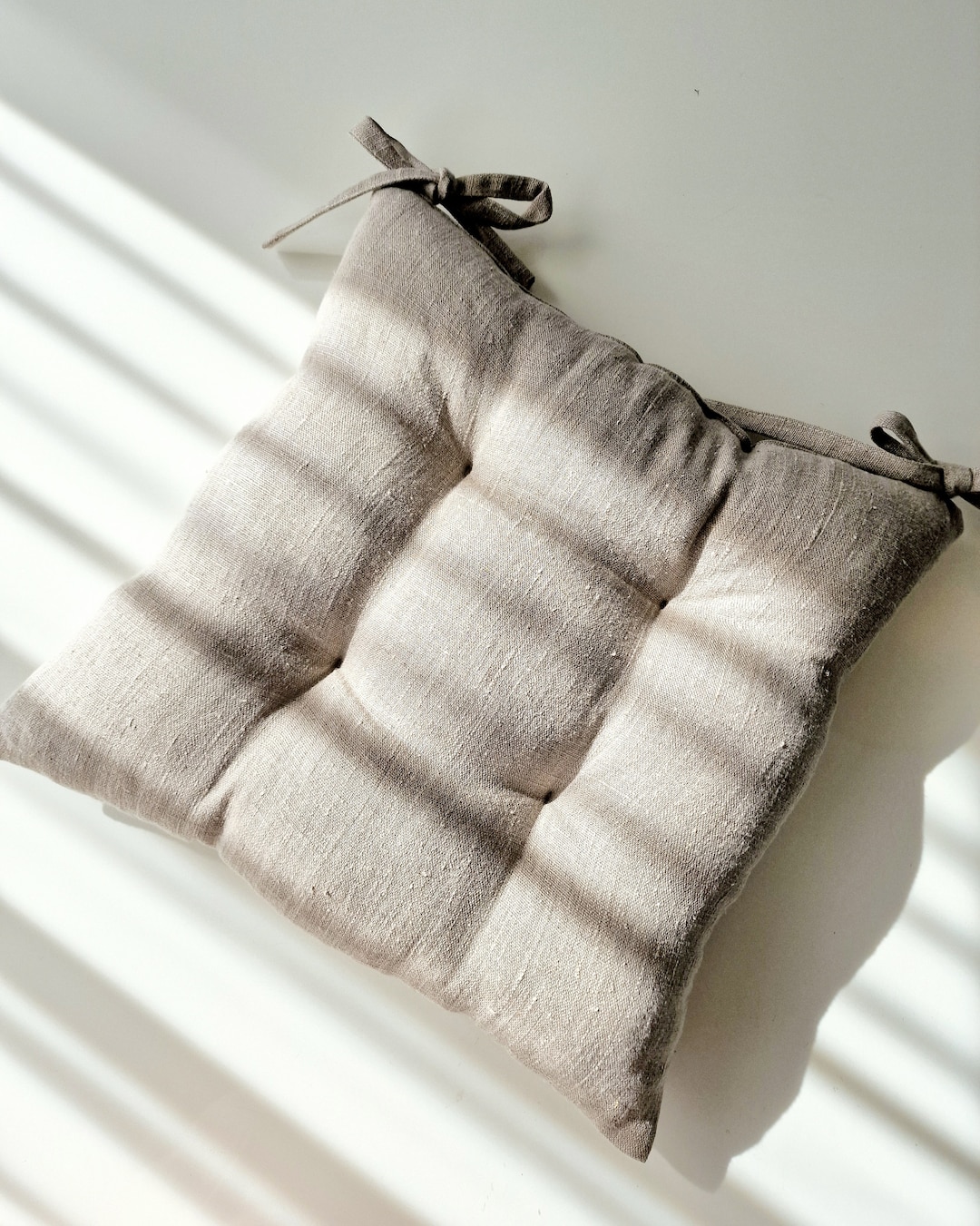 Linen Chair Cushion - Kitchen Seat Pad With Ties - Chair Pillow ...
