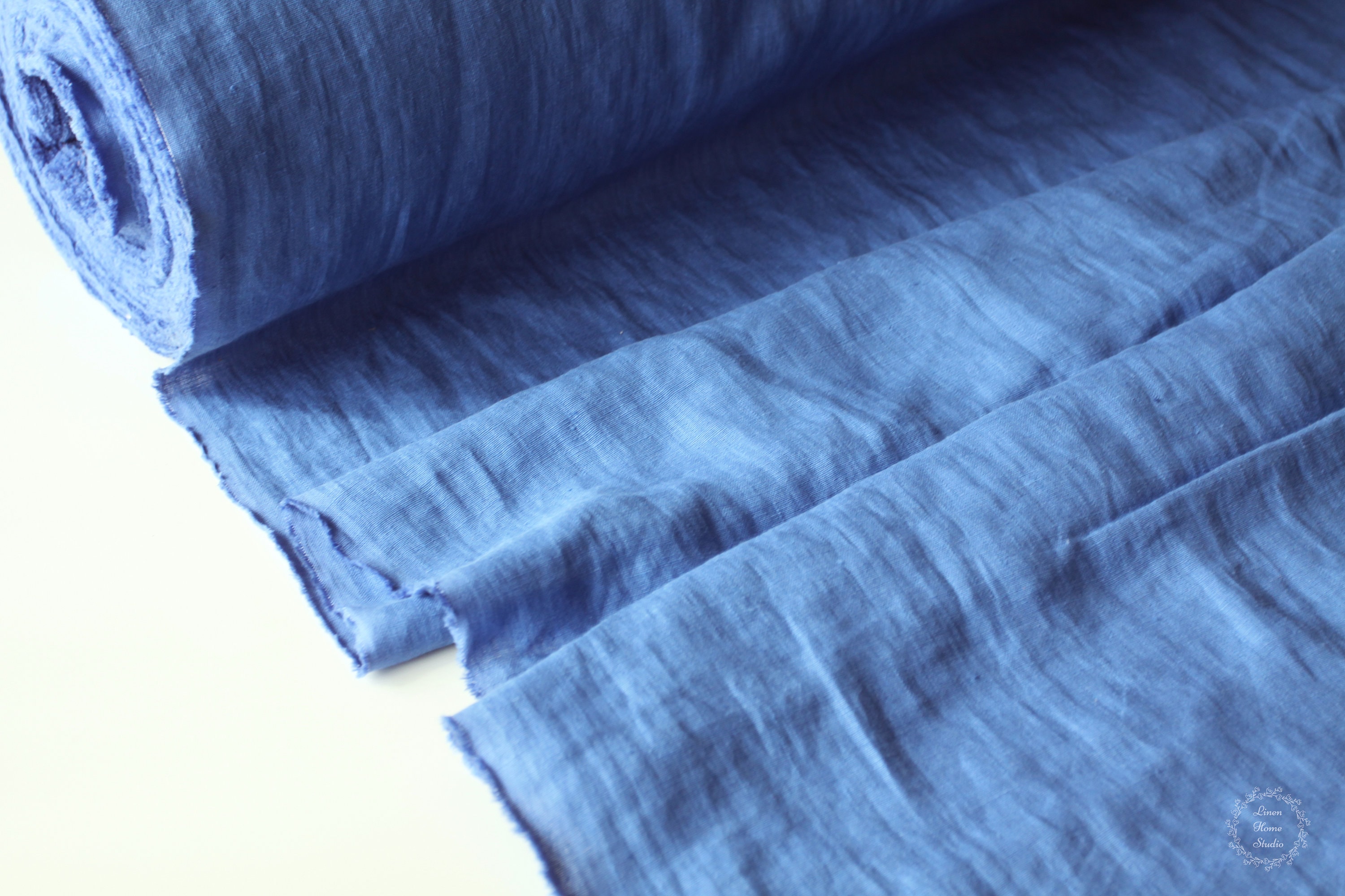 Linen Fabric by the Yard for Clothing Cornflower Blue - Stonewashed 100 ...