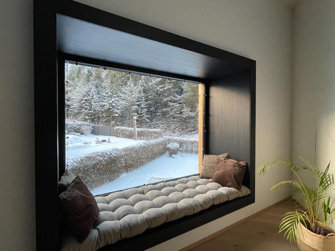 Custom Window Seat Cushion • Tufted Linen Reading Nook Pillow ...