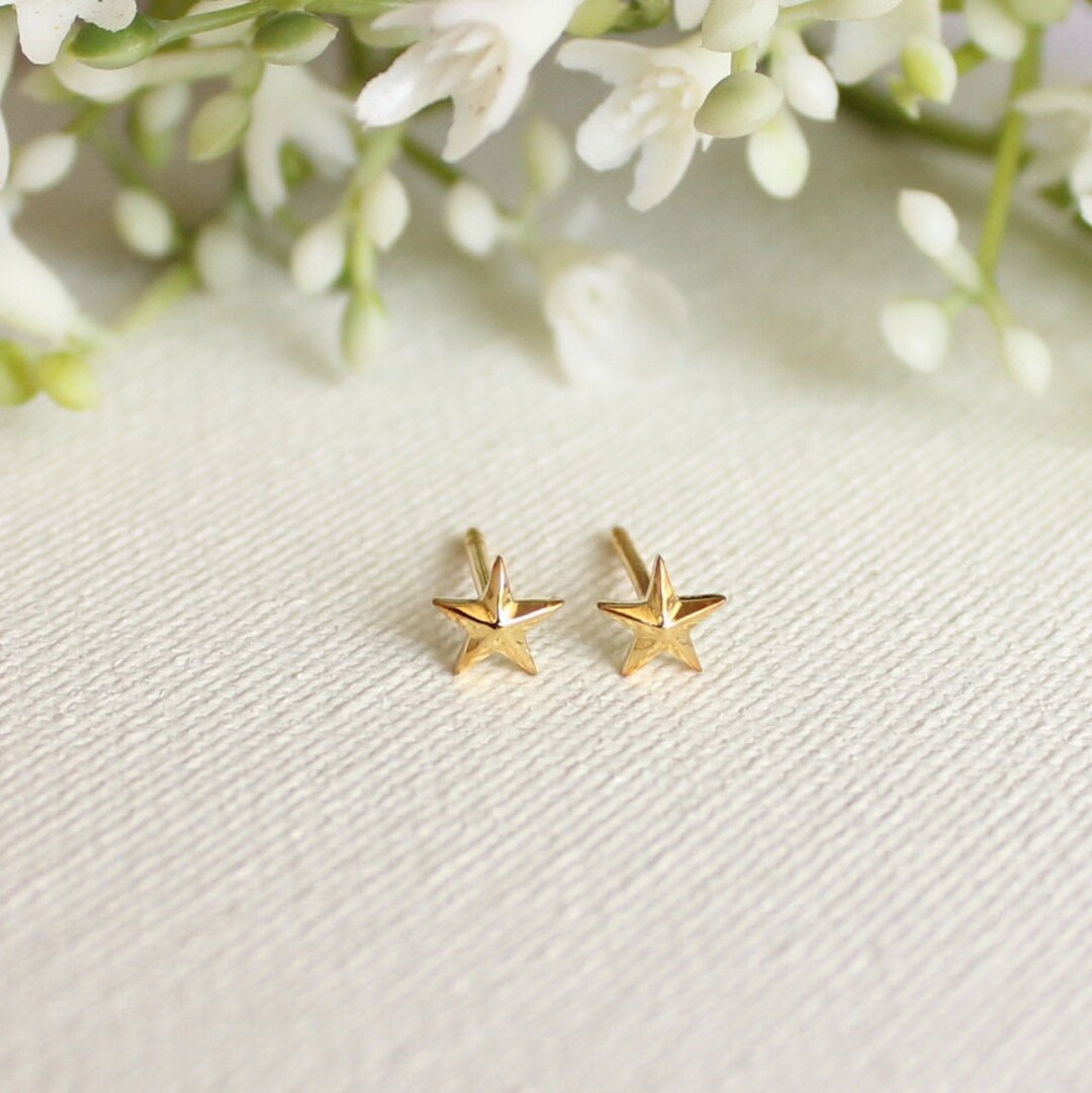 3D Gold Star Studs Gold Tiny Star Studs Embossed Star - Etsy UK