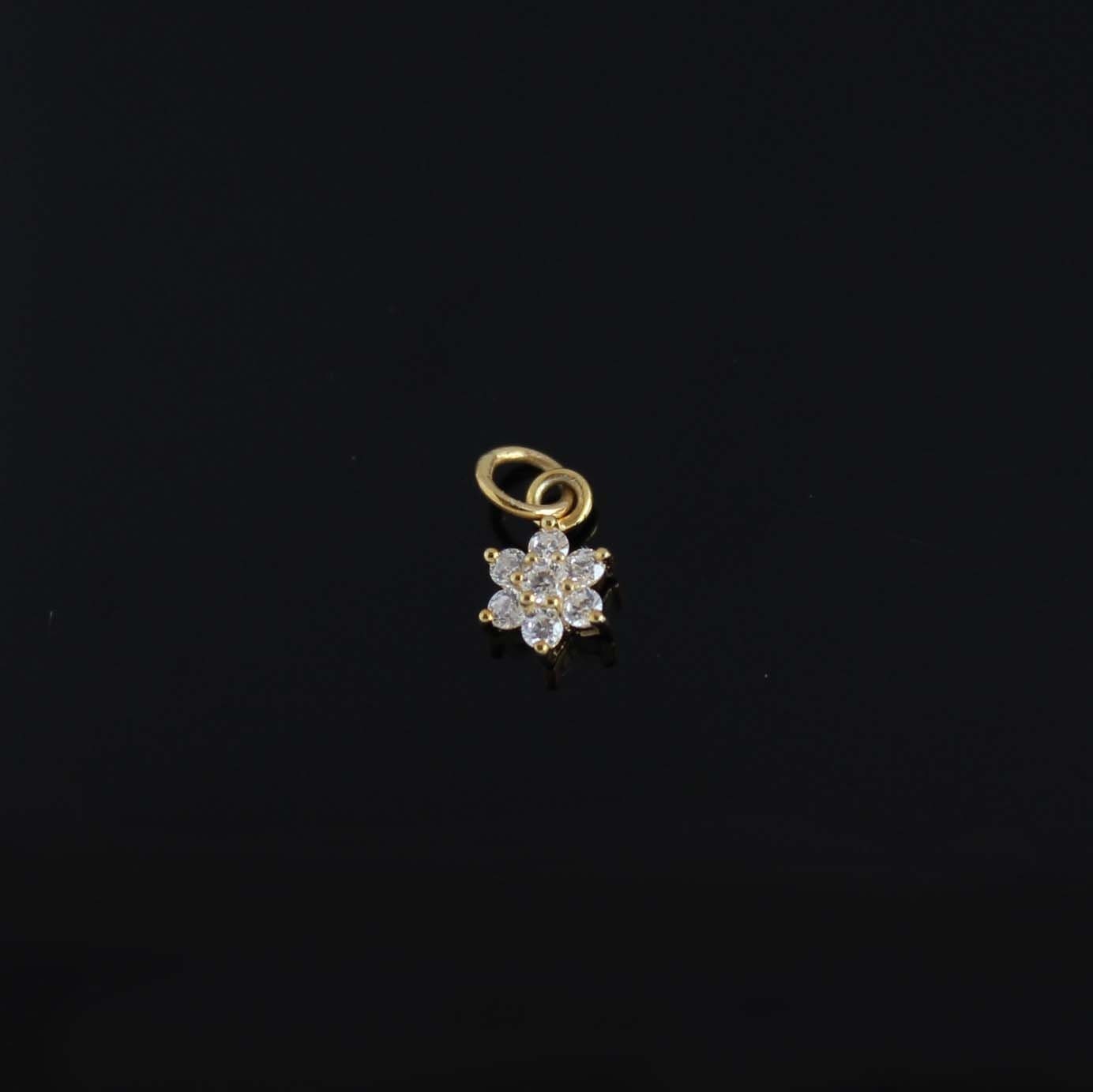 Gold Diamond Flower Pendant - Gold Cluster Flower Charm - Gold Flower ...