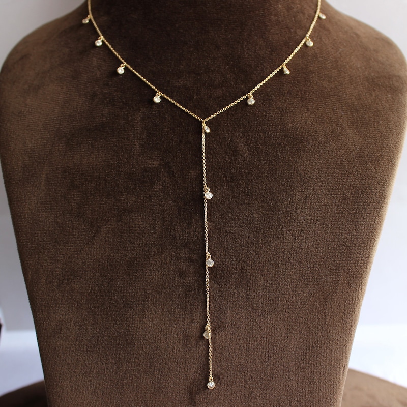 Diamond Lariat Necklace - Etsy