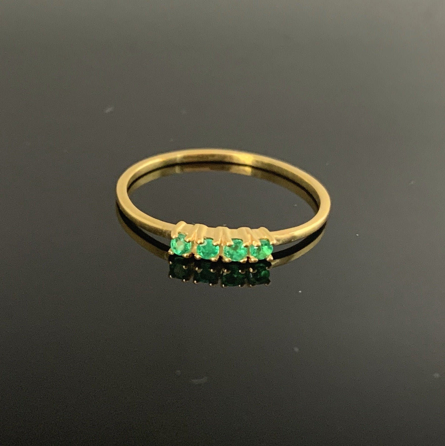 Natural Emerald Ring 14K Gold Round Emerald Ring Emerald | Etsy