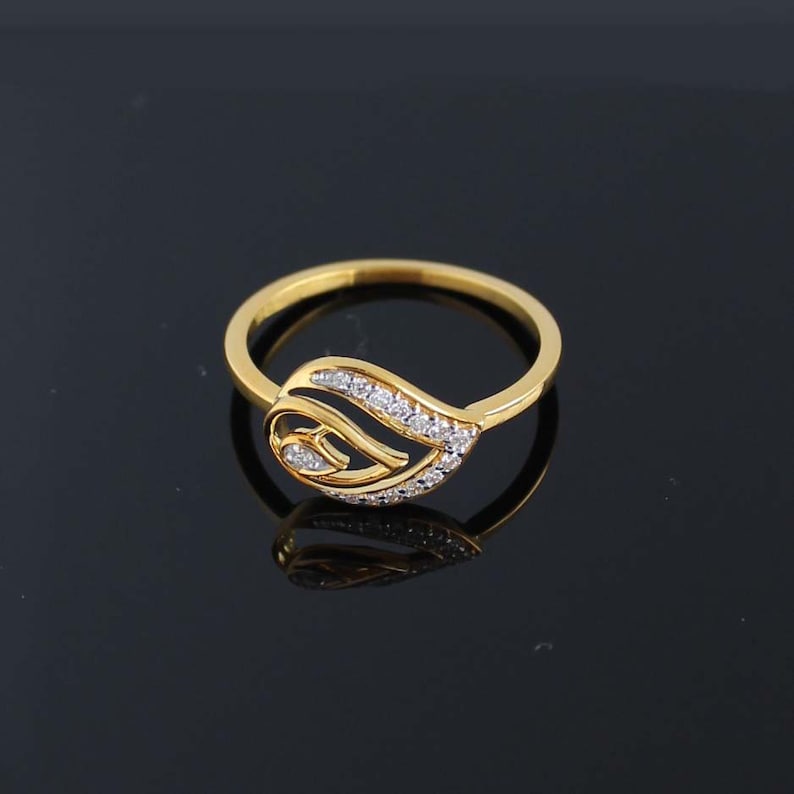 Gold Diamond Leaf Ring Leaf Shape Diamond Ring Nature - Etsy
