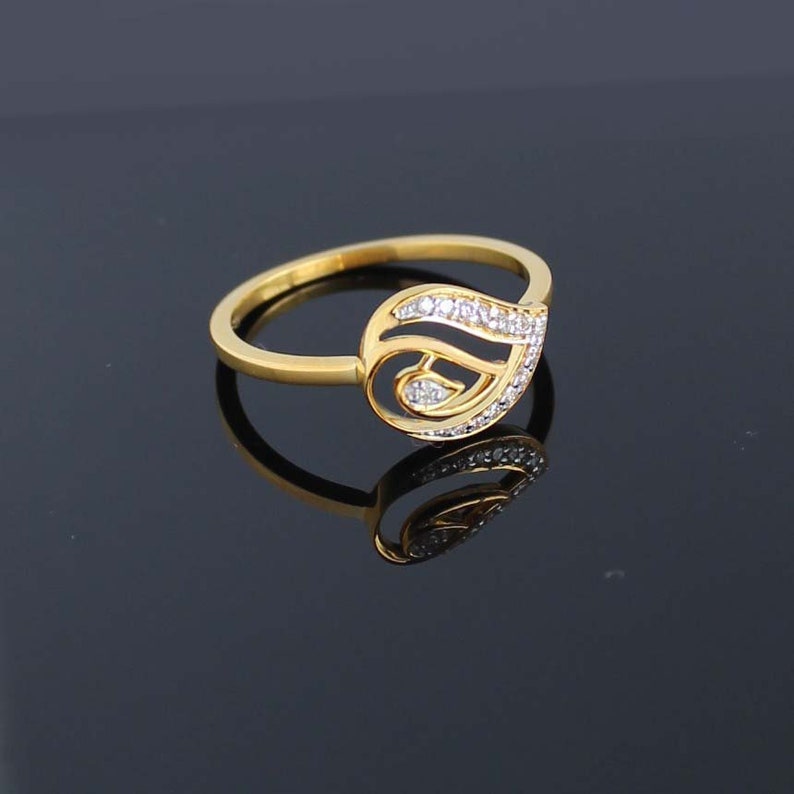 Gold Diamond Leaf Ring Leaf Shape Diamond Ring Nature - Etsy