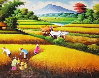 Harvest painting | Etsy