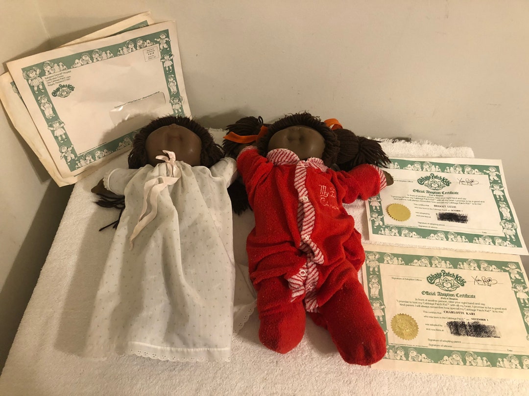 Vintage African American Black Cabbage Patch Dolls With Adoption Papers ...