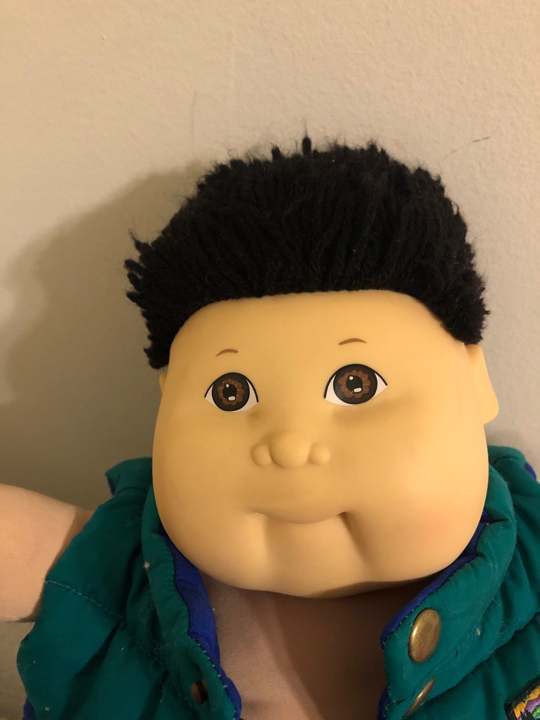 Vintage Xavier Roberts Boy Black Hair Cabbage Patch Doll & Birth ...