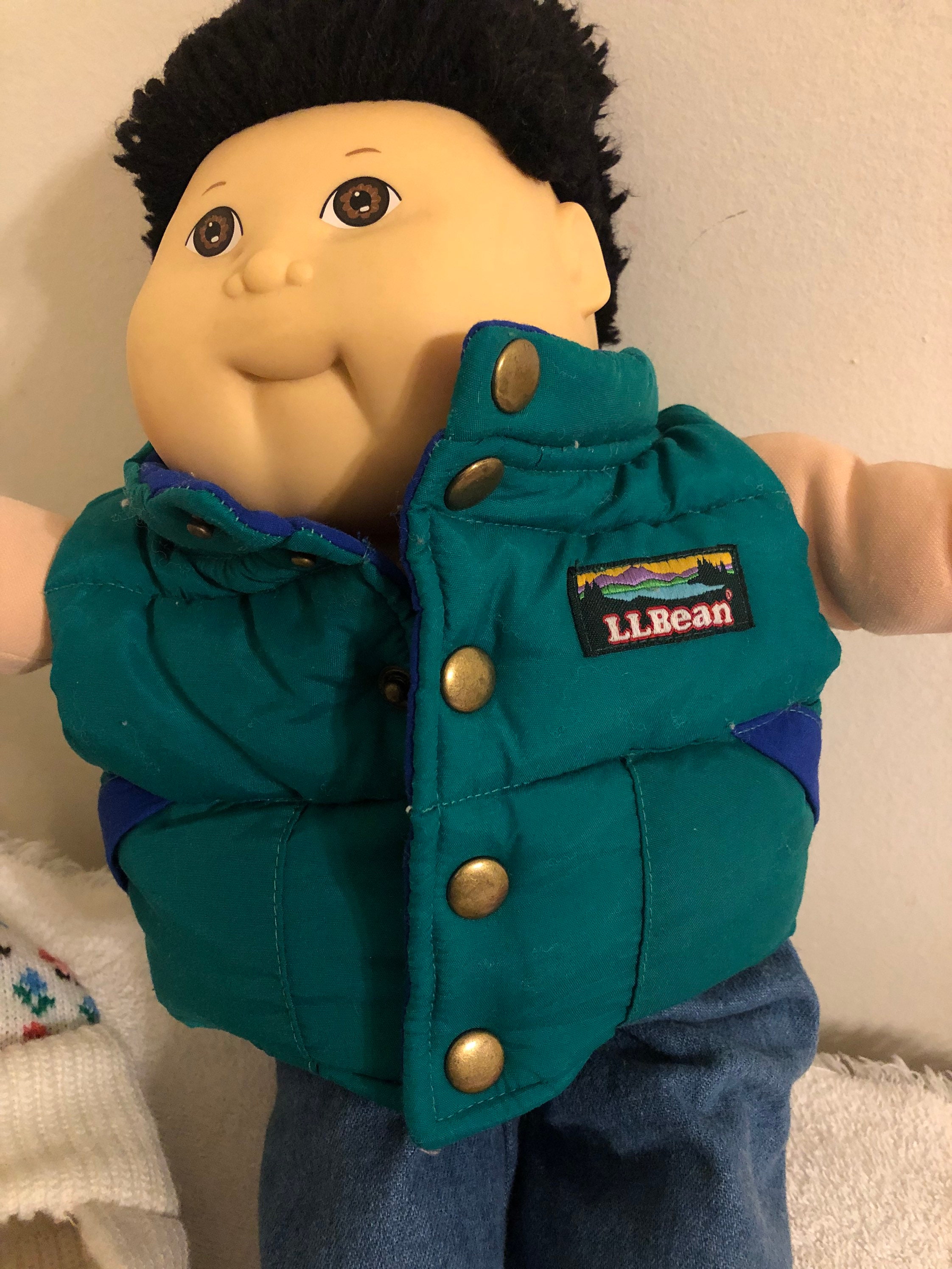 Vintage Xavier Roberts Boy Black Hair Cabbage Patch Doll & Birth ...