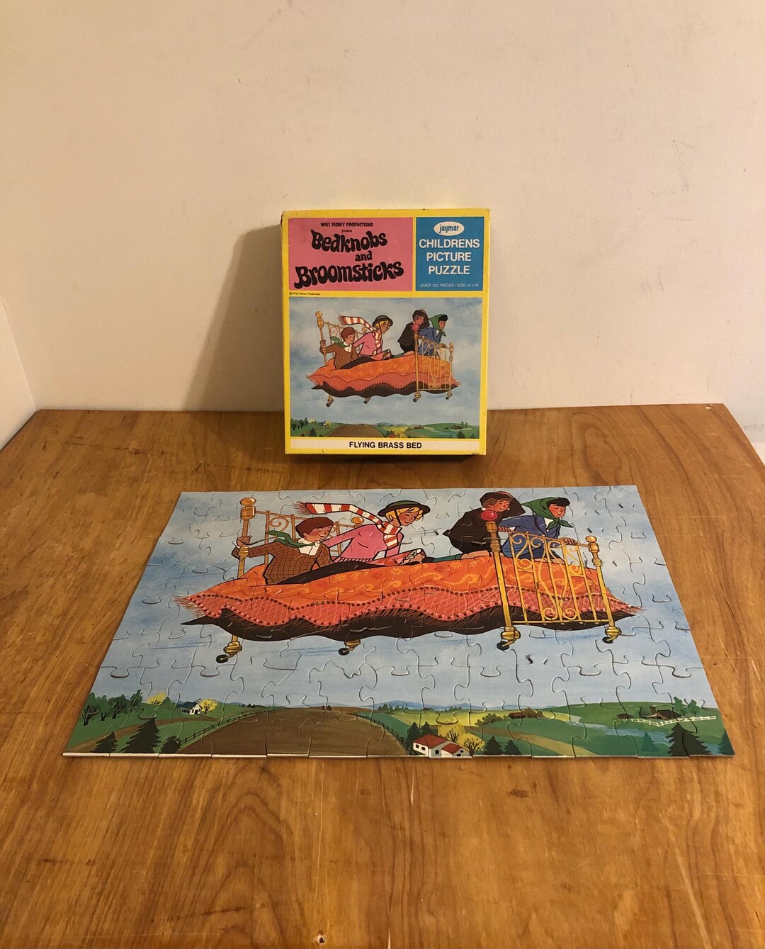 Vintage 1960s Jaymar Bedknobs and Broomsticks Flying Brass Bed Puzzle ...