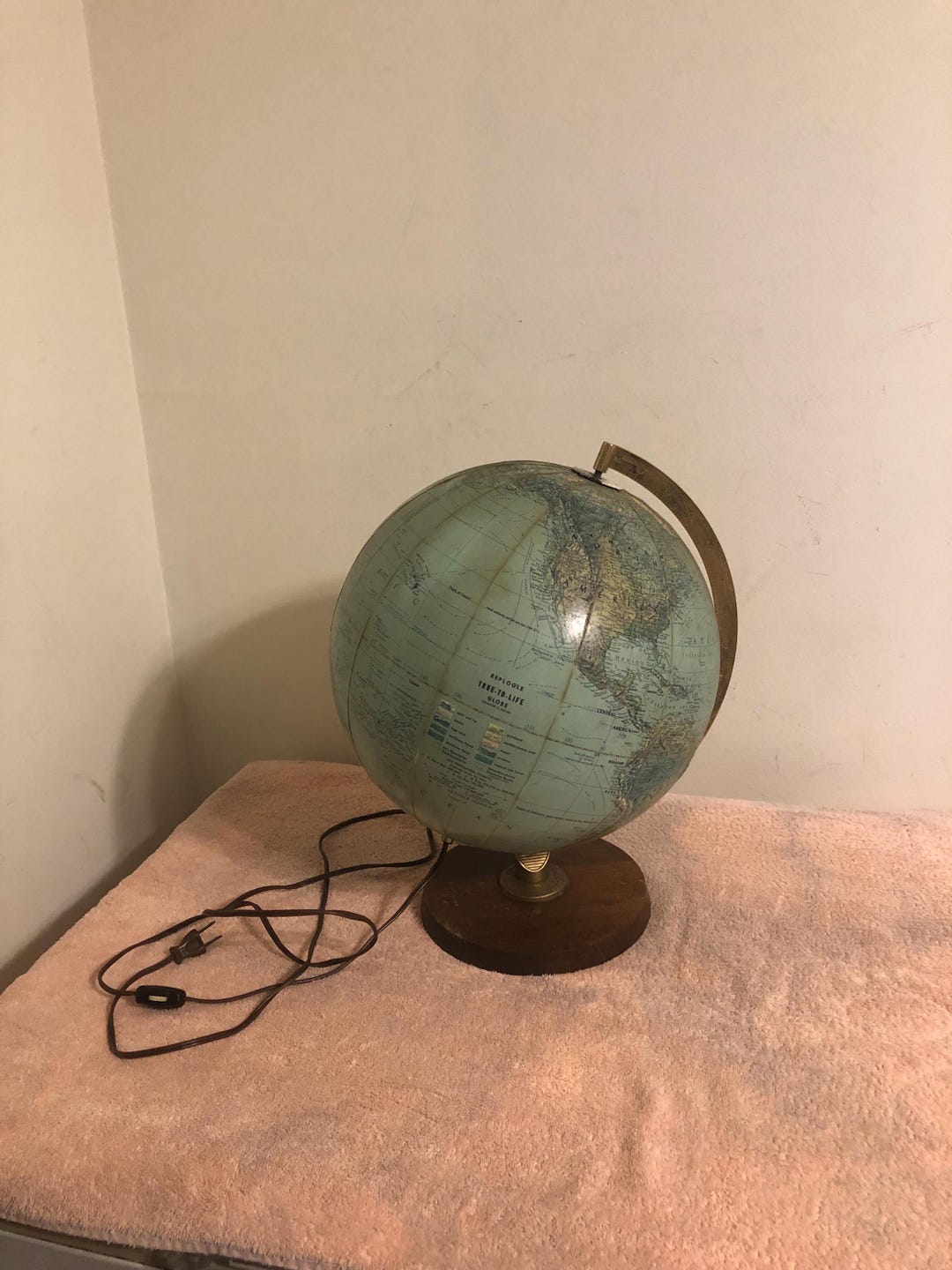 Vintage 1963 Replogle True to Life Series 12” Light up Globe Works RARE ...