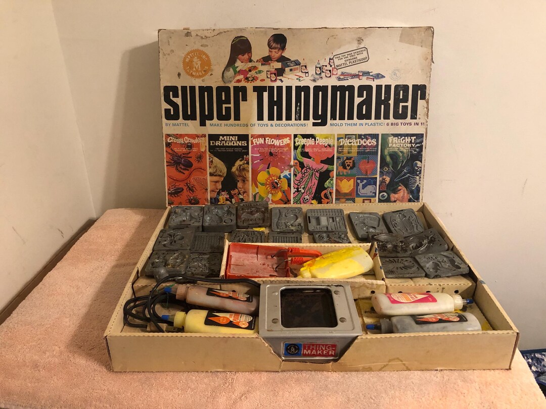 Vintage 1964 Mattel Super Thingmaker 19 Metal Molds Cooling Tray Heat ...