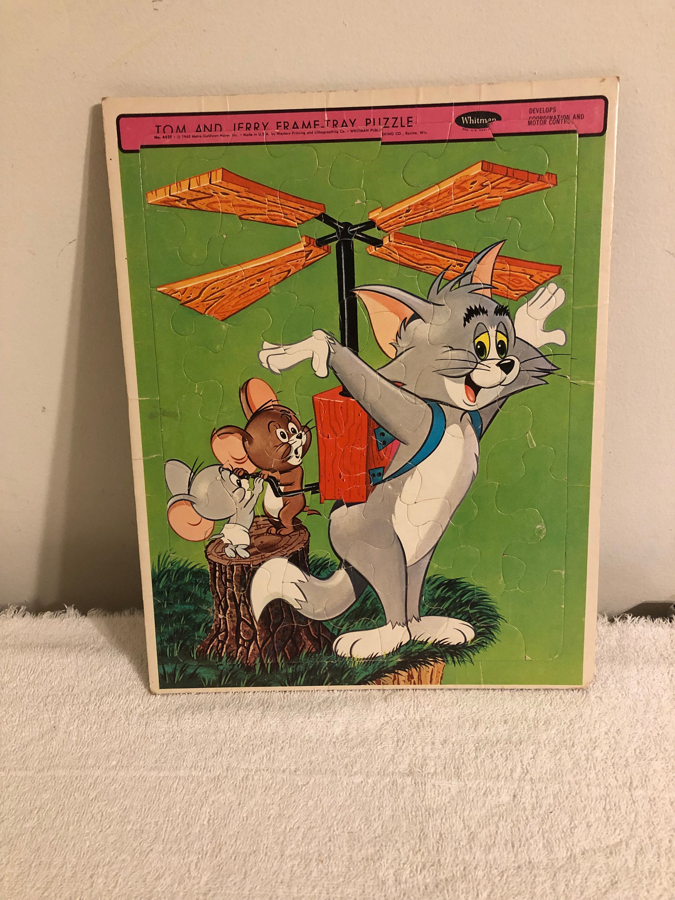 Vintage 1965 Whitman Tom & Jerry Frame Tray Puzzle #4527 Complete 14x11 ...