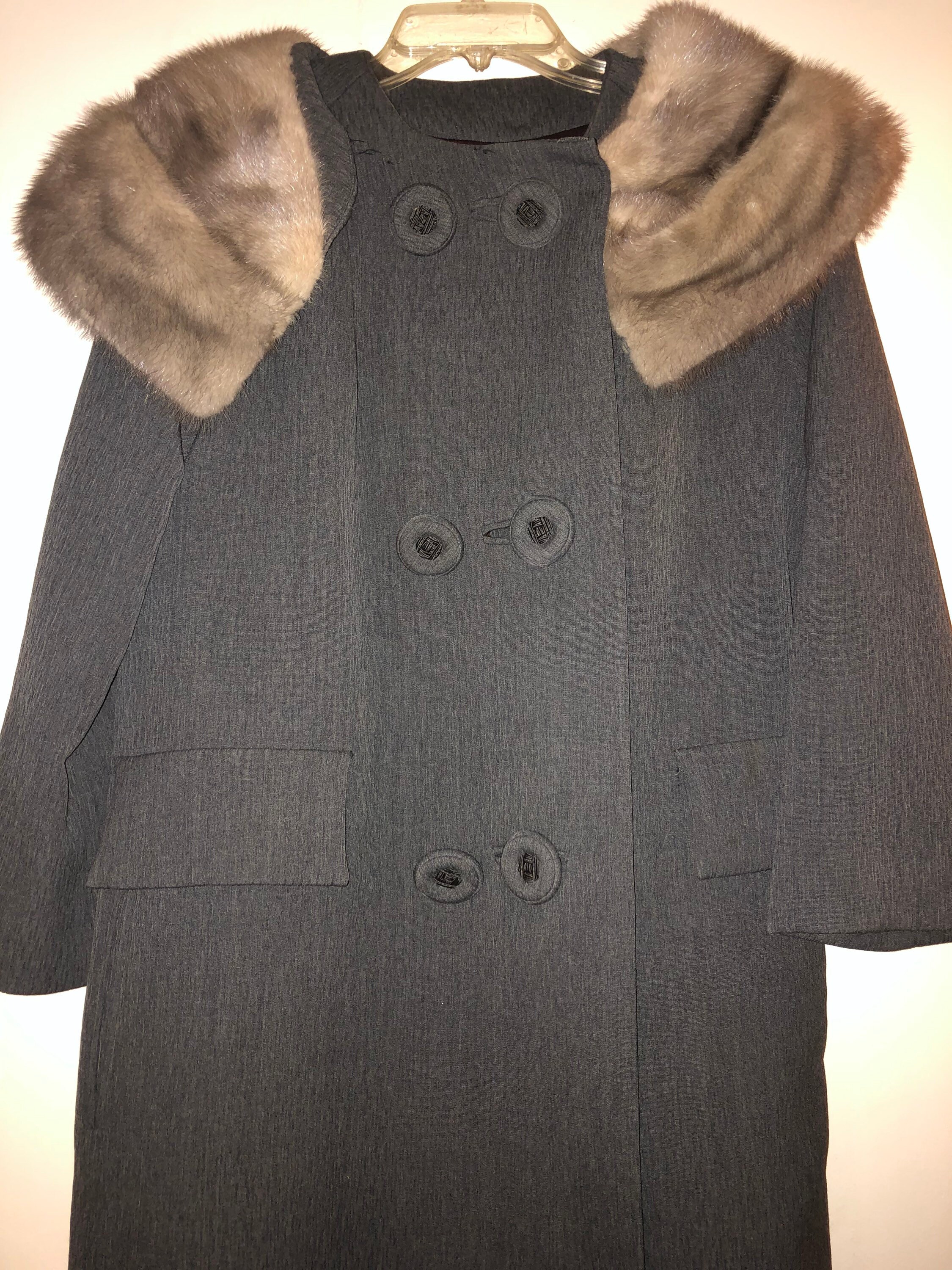 Vintage Womens Forstmann Grey Coat With Genuine Rabbit Fur Collar - Etsy