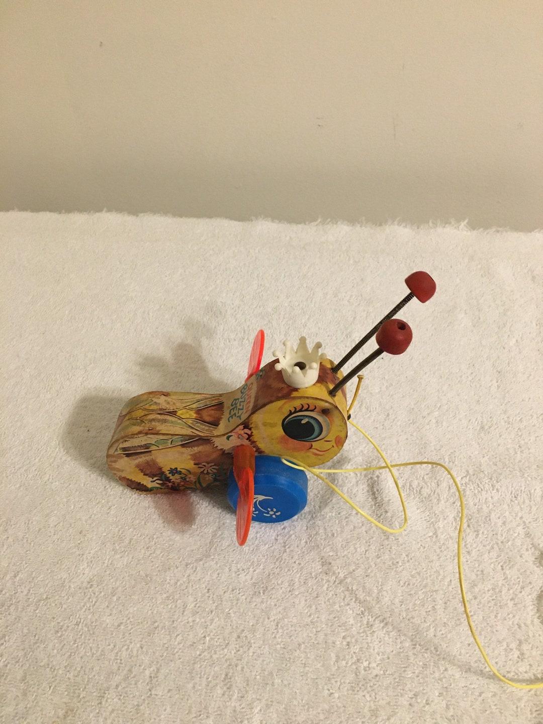 Vintage Fisher Price Queen Buzzy Bee #444 Pull Toy With String - Etsy