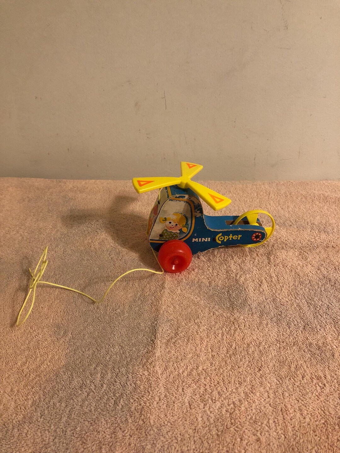 Vintage 1970 Fisher Price Mini Copter Pull Toy With Original Pull ...
