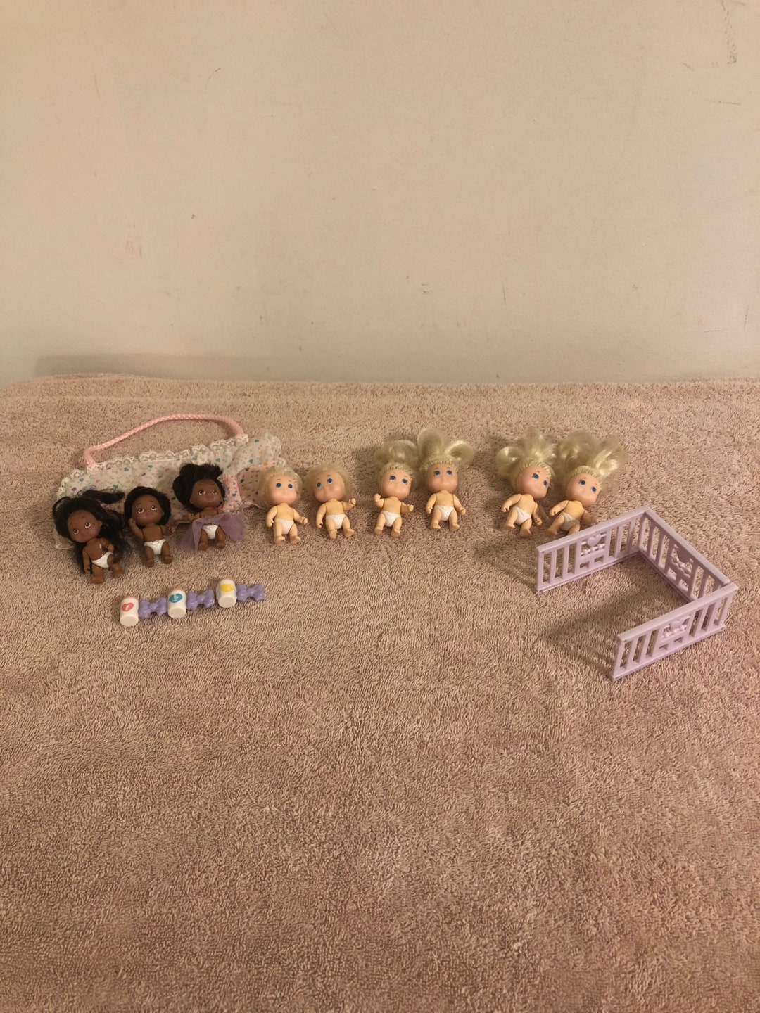 Vintage 1980 Tyco Quints Lot Blond Hair & African American Dolls and ...