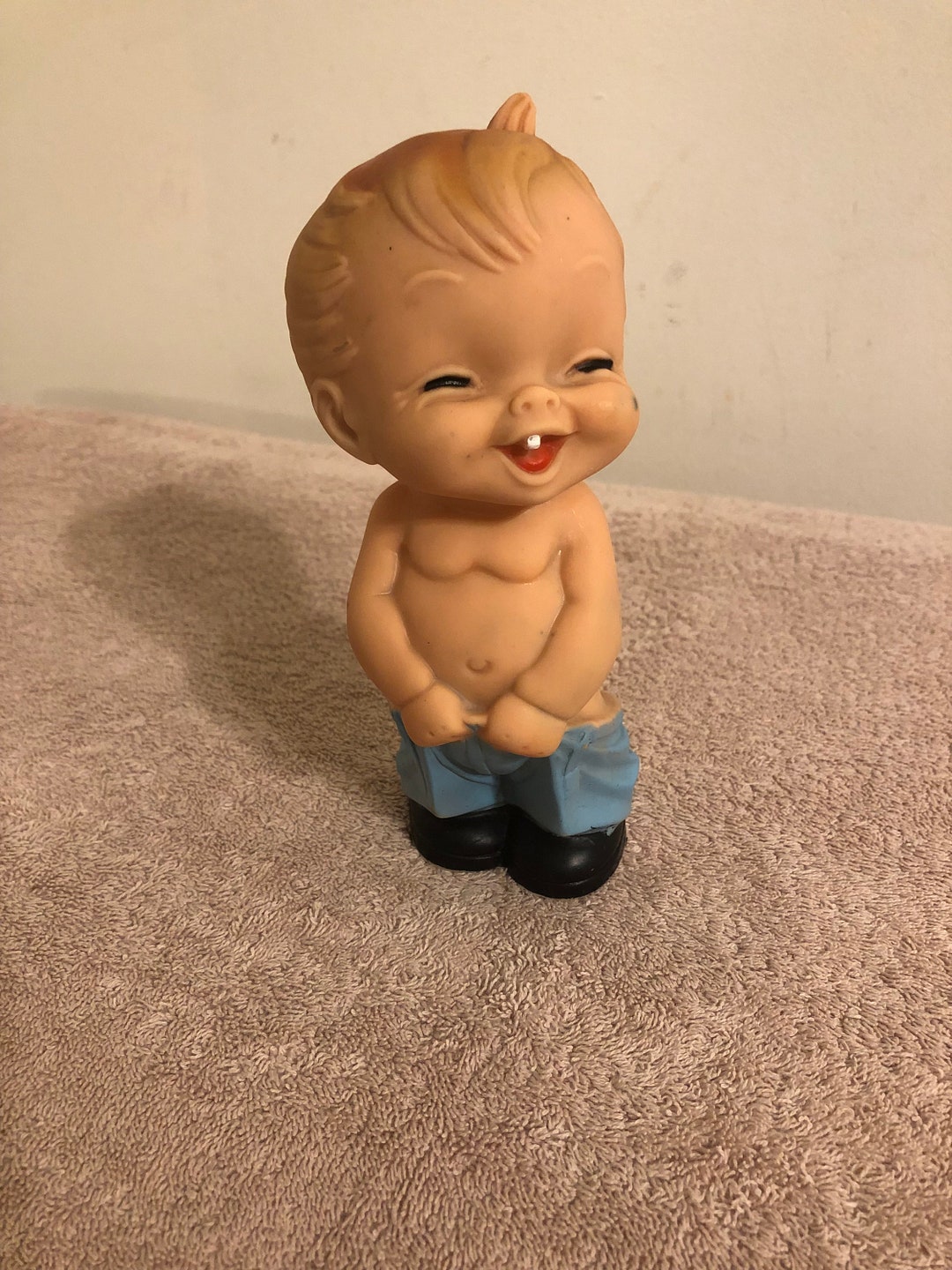 Vintage Rubber Squeak Toy Boy With Bare Bottom 7 Tall Works - Etsy