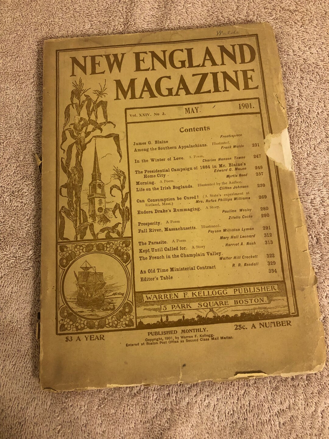 Vintage 1901 New England Magazine Complete Warren F Kellogg Publishing ...