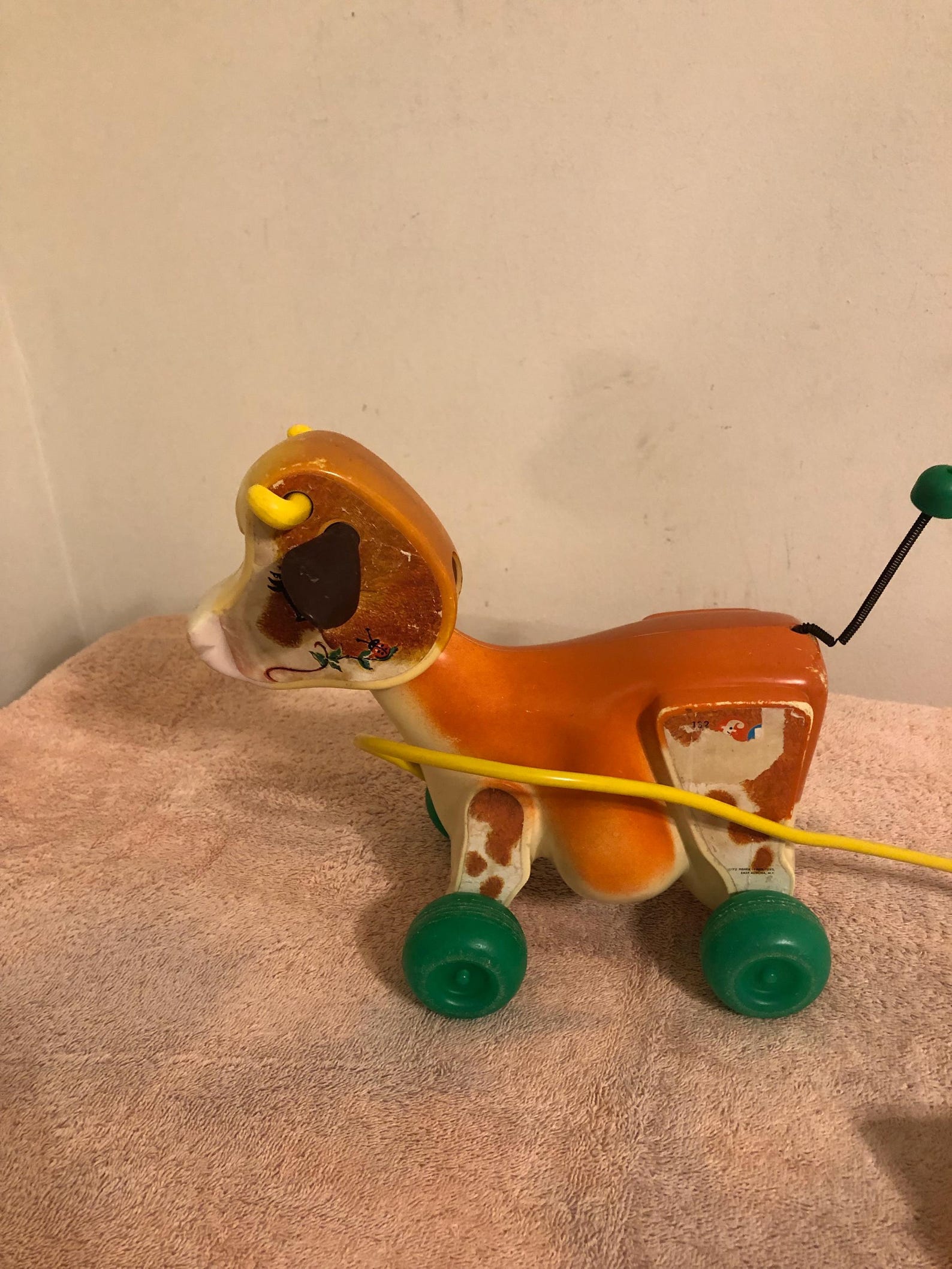 Vintage 1972 Fisher Price Molly Moo Pull Toy With Bulb Pull String 132 ...