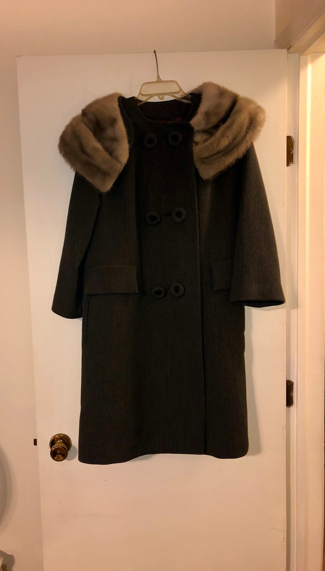 Vintage Women’s Forstmann Grey Coat With Genuine Rabbit Fur Collar - Etsy